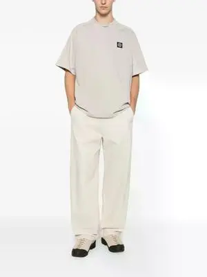Stone Island Crew-neck Logo-patch T-shirt - Neutrals