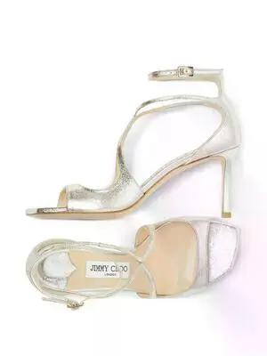 JIMMY CHOO Azia 100 Buckle Sandals - Gold