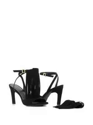 SERGIO LEVANTESI Fringe Sandals - Black