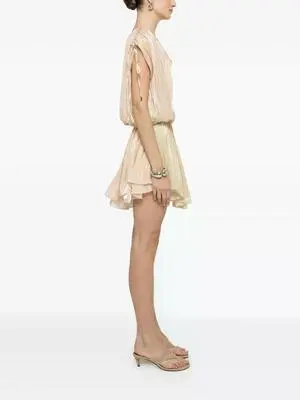 NISSA Pleated Mini Dress - Neutrals