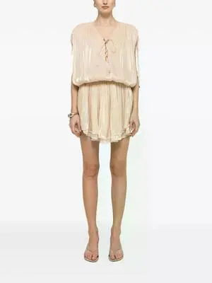 NISSA Pleated Mini Dress - Neutrals