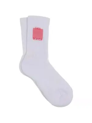 Casablanca Rose Shadow Logo Socks - White