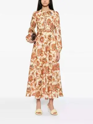 Zimmermann Aster Floral-print Midi Dress - Neutrals