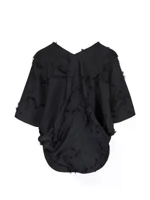 Zero + Maria Cornejo Frayed V-neck Blouse
