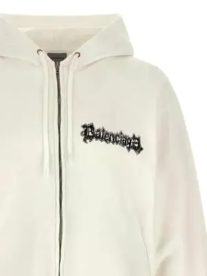 Balenciaga Graphic-print Zip-up Hoodie - Neutrals