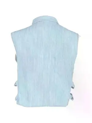 Sea Cutout Sleeveless Denim Shirt