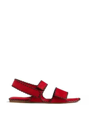 Khaite Leather Flat Sandals - Red