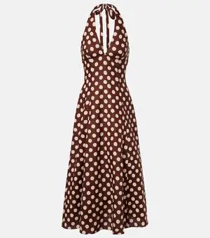 Faithfull The Brand Marais Polka-dot Linen Midi Dress