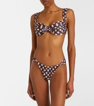 Faithfull The Brand Andez Gathered Polka-dot Bikini Bottom