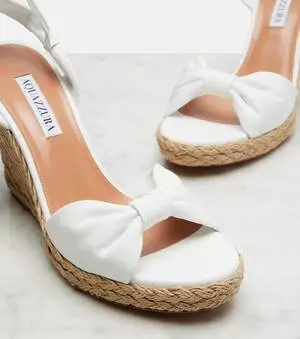 AQUAZZURA Carina Leather Espadrille Wedges - White