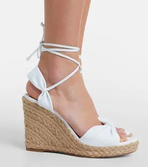 AQUAZZURA Carina Leather Espadrille Wedges - White