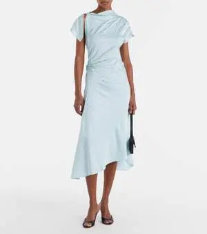 Victoria Beckham Asymmetric Floral Midi Dress
