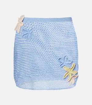 BANANHOT Cori Open-knit Lame Miniskirt - Blue