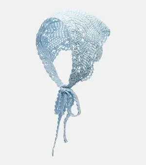 Anna Kosturova Crochet Cotton Head Scarf - Blue