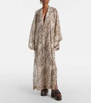 Attico Leopard-print Cotton Beach Cover-up