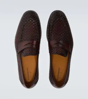 Magnanni Woven Leather Penny Loafers