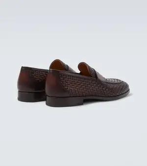 Magnanni Woven Leather Penny Loafers