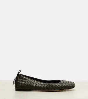 Bottega Veneta Charlotte Intrecciato Leather Ballet Flats