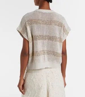 Brunello Cucinelli Open-knit Sequined Cotton Sweater