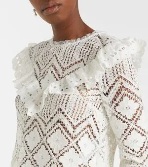 SELF-PORTRAIT Crochet Ruffled Top