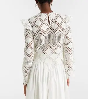 SELF-PORTRAIT Crochet Ruffled Top