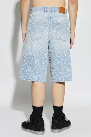 Casablanca Sequined Denim Shorts - Light Blue