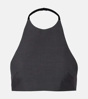 JIL SANDER Halterneck Virgin Wool Crop Top