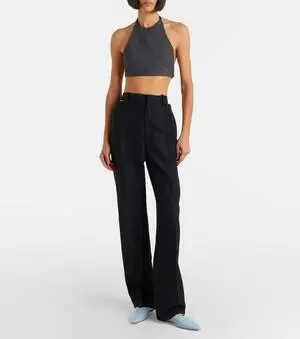 JIL SANDER Halterneck Virgin Wool Crop Top