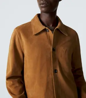 AMI Paris Suede Blouson Jacket - Brown