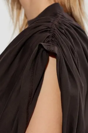 COURREGES Asymmetrical Top With Embroidered Logo - Brown