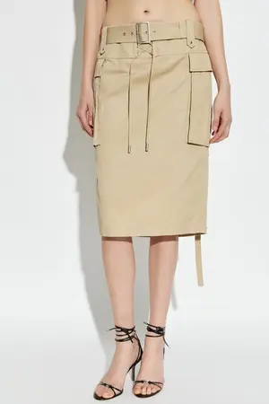 Alexander McQueen Mid-length Skirt With Cargo Pockets - Beige
