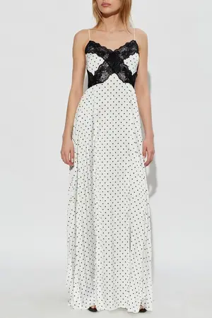 SELF-PORTRAIT Polka Dot Maxi Dress With Lace