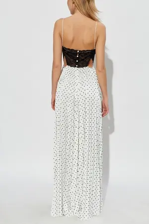 SELF-PORTRAIT Polka Dot Maxi Dress With Lace