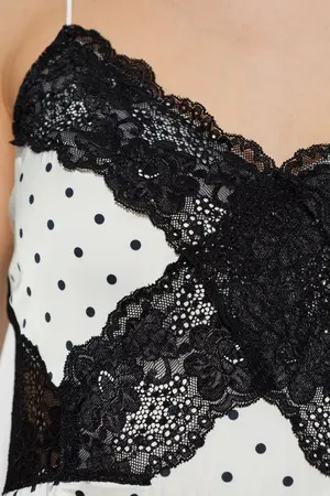 SELF-PORTRAIT Polka Dot Maxi Dress With Lace