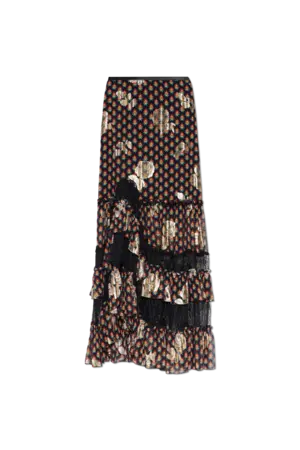 Etro Asymmetric Skirt With Floral Lurex Thread