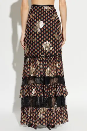 Etro Asymmetric Skirt With Floral Lurex Thread