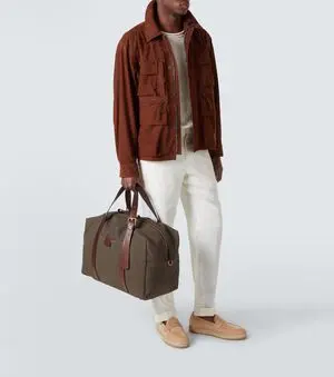 Giorgio Armani Leather-trimmed Canvas Duffle Bag