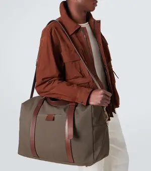 Giorgio Armani Leather-trimmed Canvas Duffle Bag