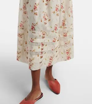 DÔEN Marie Floral Cotton Midi Skirt