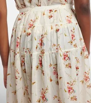 DÔEN Marie Floral Cotton Midi Skirt