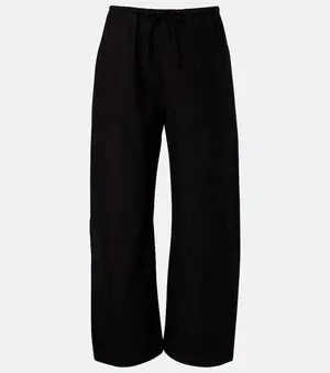LESET Kyoto Cropped Cotton Wide-leg Pants - Black
