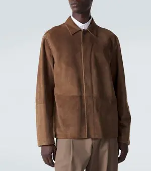 THE ROW Ulrich Paneled Suede Jacket - Brown