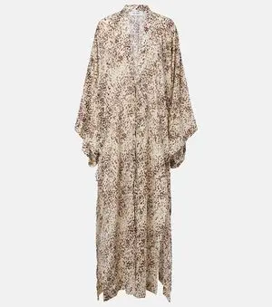 Attico Leopard-print Cotton Beach Cover-up - Brown
