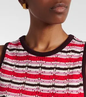 Attico Striped Crochet Cotton Top