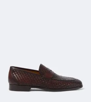 Magnanni Woven Leather Penny Loafers