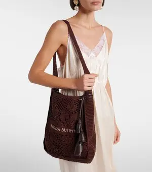 Magda Butrym Crochet Tote Bag With Lamb Leather Trim