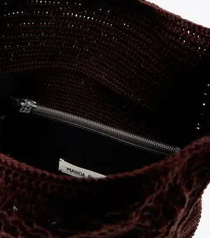Magda Butrym Crochet Tote Bag With Lamb Leather Trim