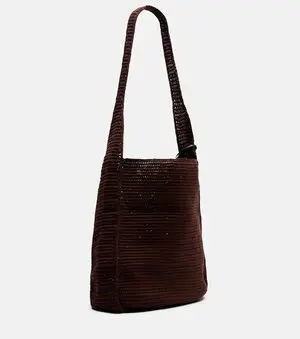 Magda Butrym Crochet Tote Bag With Lamb Leather Trim