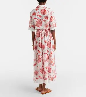ERES Calie Embroide Cotton-blend Midi Skirt - Orange