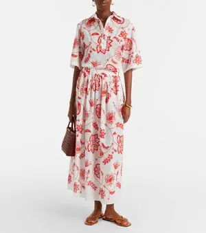 ERES Calie Embroidered Cotton-blend Midi Skirt - Red